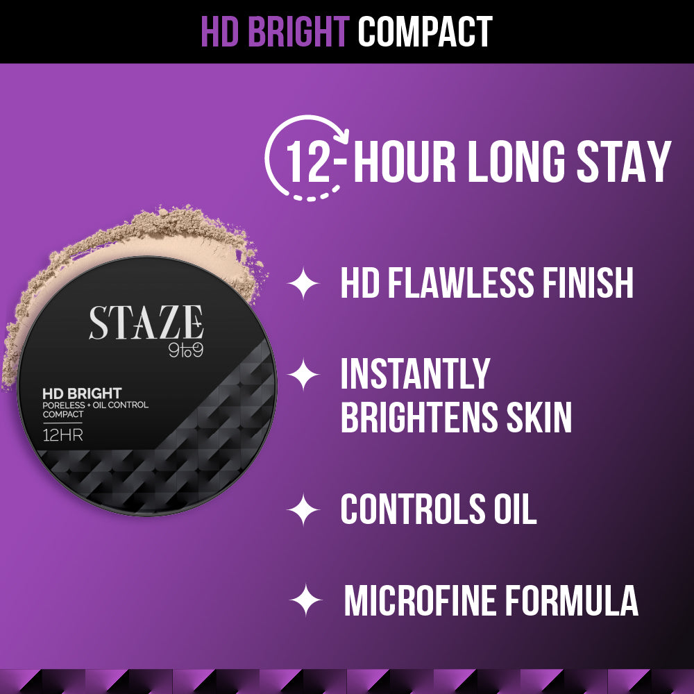 Staze HD Bright - Oil-Control Compact- 128C Cashmere – Staze Beauty