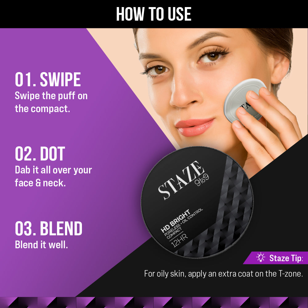 Staze HD Bright - Oil-Control Compact- 128C Cashmere – Staze Beauty