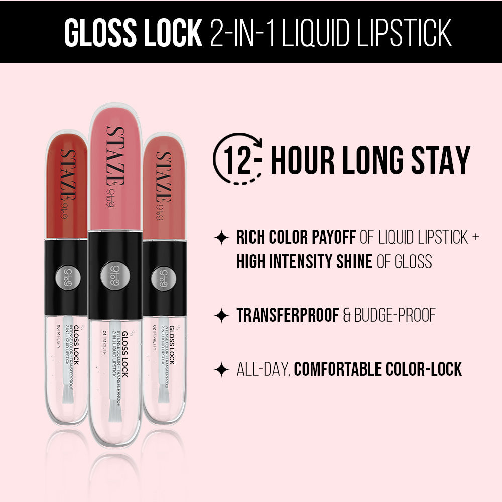 Gloss Lock 2-in-1 Liquid Lipstick - 06 I'm Feisty – Staze Beauty